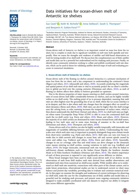 Pdf Data Initiatives For Ocean Driven Melt Of Antarctic Ice Shelves
