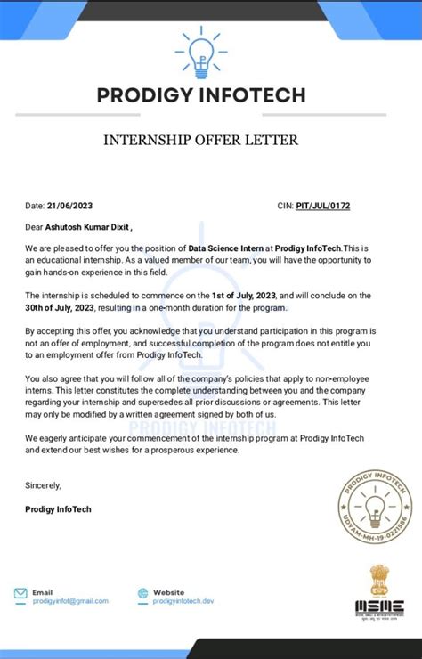 Connections Opportunity Datascience Intern Career Prodigyinfotech Ashutosh Kumar Dixit