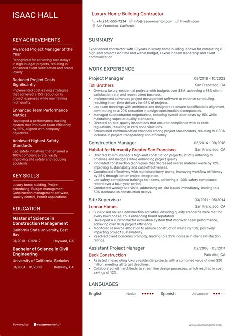 General Contractor Resume Examples Free To Edit Ats Friendly Pdf 2025
