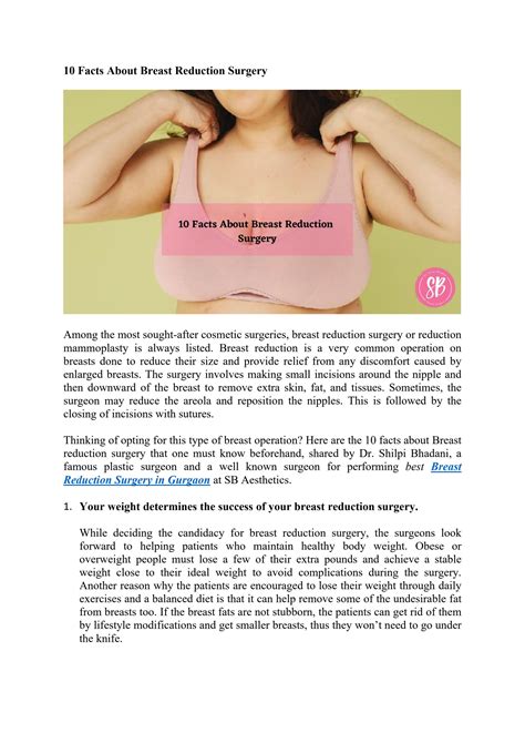 10 Facts About Breast Reduction Surgery By Drshilpibhadani Issuu