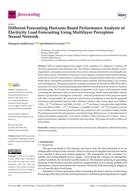 Pdf Different Forecasting Horizons Based Performance Analysis Of Electricity Load Forecasting