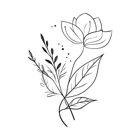 Minimal Botanical Summer Graphic Sketch Line Art Drawing Trendy Tiny