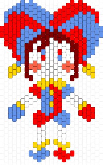 Pomni Cuff Tadc Pony Bead Pattern Kandi Pad Kandi Patterns Fuse Bead Patterns Pony Bead