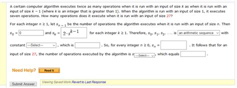 Solved A Certain Computer Algorithm Executes Twice As Many