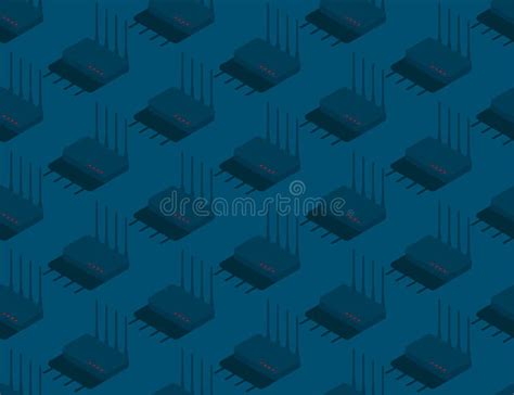 Router Offline 3d Isometric Seamless Pattern Internet Wifi Connect