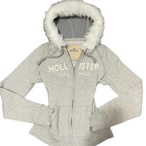 Hollister Fur Lined Zip Up Size Large Tied Back On Depop