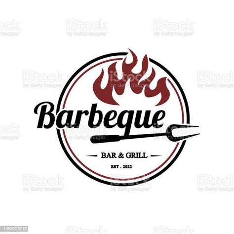 바베큐 빈티지 로고 개념 불 불꽃 스탬프 템플릿으로 그릴 벡터 그림 고기에 대한 스톡 벡터 아트 및 기타 이미지 고기 구운 치킨 구이 Istock