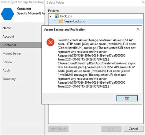 Veeam Azure Blob Storage Error Data Storage Backup And Recovery