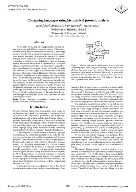 Pdf Comparing Languages Using Hierarchical Prosodic Analysis