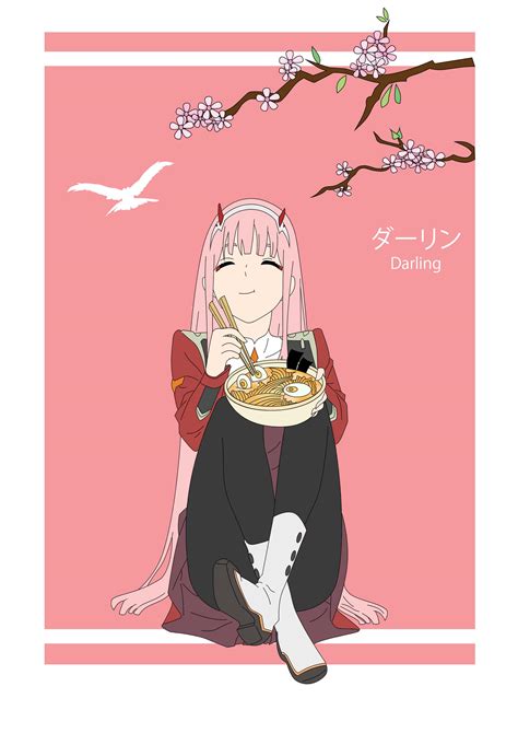 First Drawing Of Zero Two Eating Noodles Scrolller