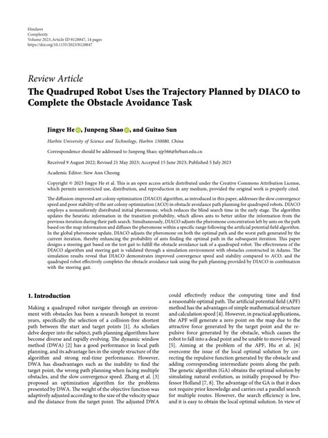 Pdf The Quadruped Robot Uses The Trajectory Planned By Diaco To Complete The Obstacle