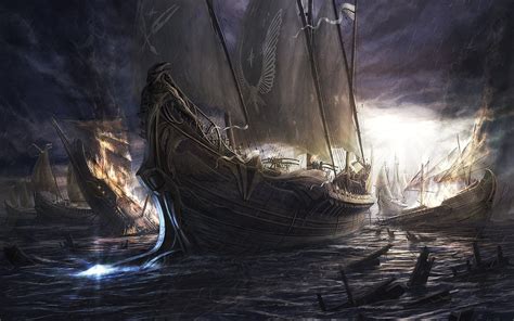 배경 화면 항해중인 배 판타지 아트 반사 차량 동굴 형성 유령선 어둠 스크린 샷 컴퓨터 벽지 지형 1680x1050 Corgen 262443