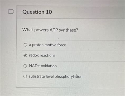 Solved What Powers ATP Synthase A Proton Motive Force Redox Chegg Com