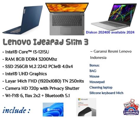 Jual Lenovo IdeaPad 3 Intel Core I3 1215U RAM 8GB SSD 256GB W11 OHS 14 FHD Shopee Indonesia