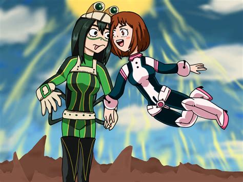 Tsuyu X Ochako By Omega Chocolate On Deviantart