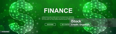 머리 승진 깃발을 위한 달러 다각형 상징 수평 로우 폴리 포스터 일러스트레이션 경제 금융 디자인 템플릿 일러스트 개념 3차원 형태에 대한 스톡 벡터 아트 및 기타 이미지