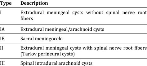 Classification Of Spinal Cysts Adapted From Nabors Et Al Download Scientific Diagram