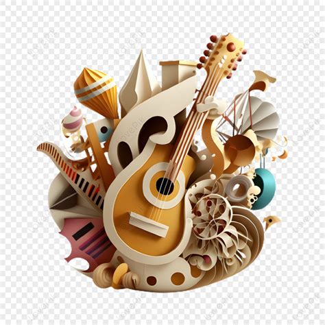 Guitar Note Origami 3d Illustrationnoteplayclassical Guitar Png