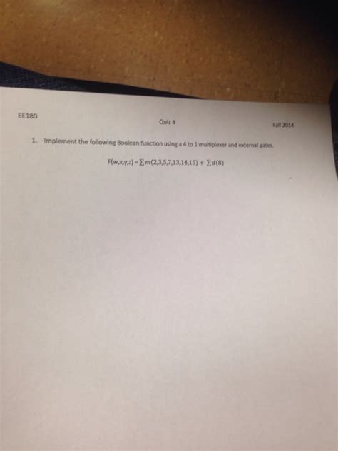 solved implement the following boolean function using a 4 to