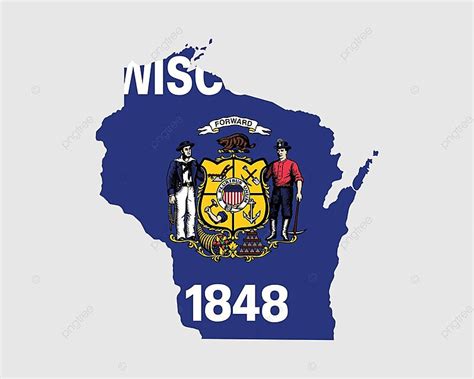 Wisconsin Wi Usa Map Flag United Borders Maps Vector United Borders