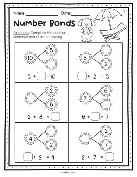 Missing Addends To 10 Worksheets Summer Missing Addend Worksheets