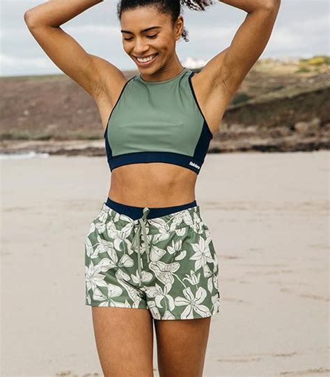 Finisterre Womens Rowan Board Short Light Moss Kernowaii Print