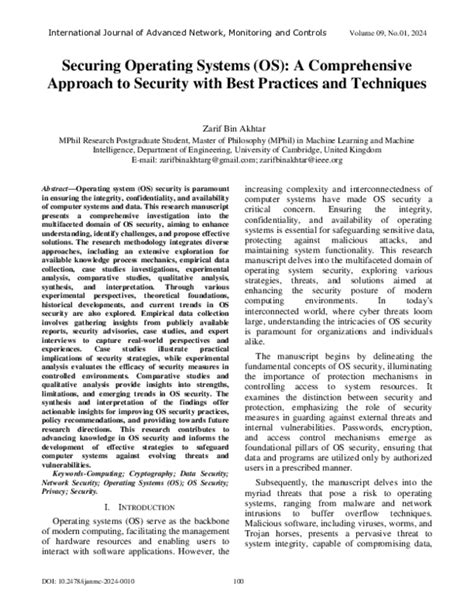Pdf Securing Operating Systems Os A Comprehensive Approach To