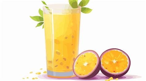 패션프루트 주스 플래트 터 백색 배경에 고립 프리미엄 Ai 생성 벡터