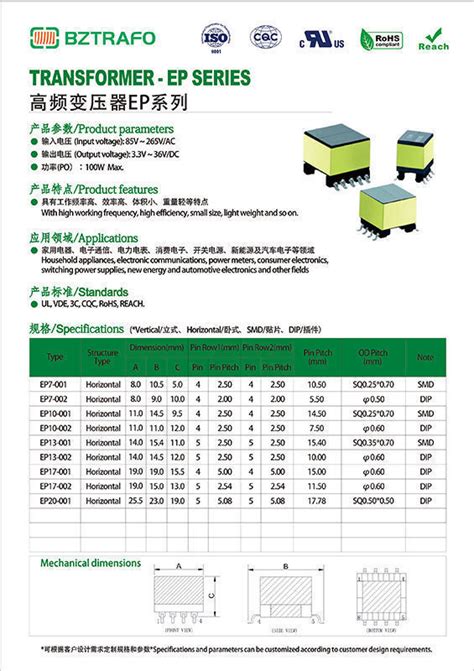 Buy Wholesale China High Frequency Transformer Ep Series Flyback Transformer Factory Price