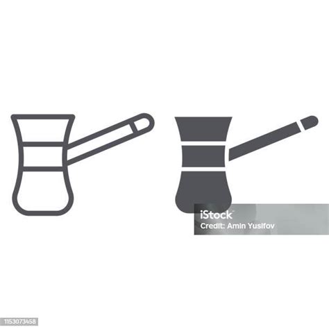 커피 라인과 문양 아이콘 음식 및 음료 오래 된 커피가 있는 기호 벡터 그래픽 흰색 배경에 선형 패턴에 대 한 Cezve 10에 대한 스톡 벡터 아트 및 기타 이미지