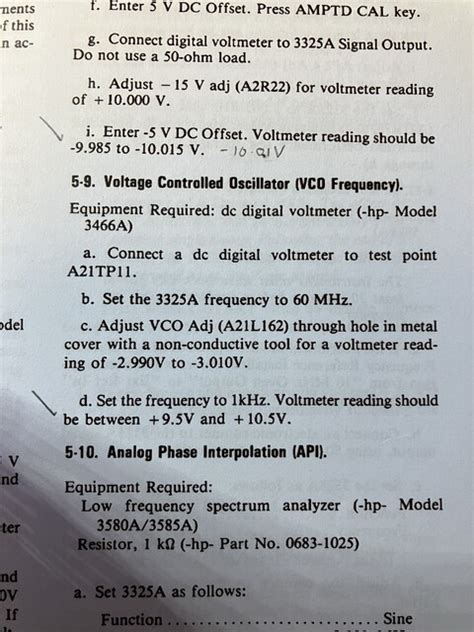 HP Agilent Keysight Equipment Groups Io HP 3325A VCO Adjustment 60MHz