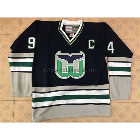 24s 94 Brendan Shanahan Hartford Whalers Hockey Jersey Embroidery