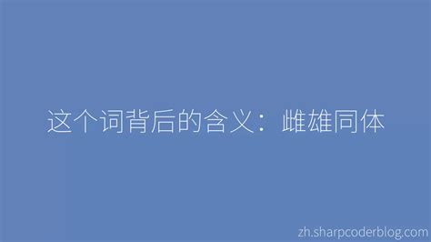 这个词背后的含义：雌雄同体 Sharp Coder Blog