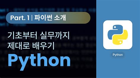 Hd Python파이썬 기초부터 실무까지 제대로 배우기 Part1 파이썬 소개 Youtube