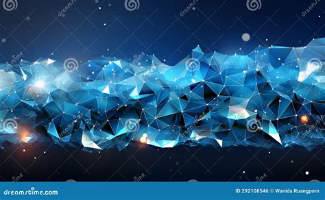 Abstract Blue Background Network Connection Structure Grid Stock