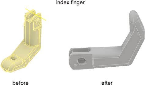 3d Cad Model Representing The Index Finger Before And After The Redesign Download Scientific