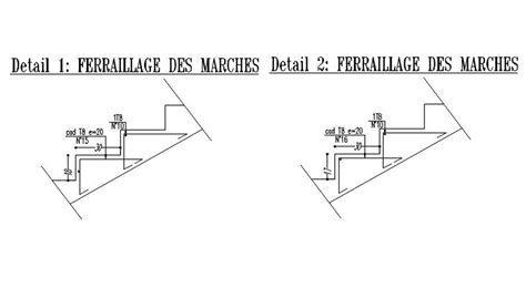 2d Design Of Stairs Rise And Trade Inner Reinforcement Bar Layout Plan In Autocad Drawing Cad