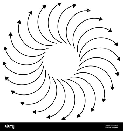 Curved Circular Arrow Radial Concentric Pointer For Spin Orbit Twine Concept Twist Cycle