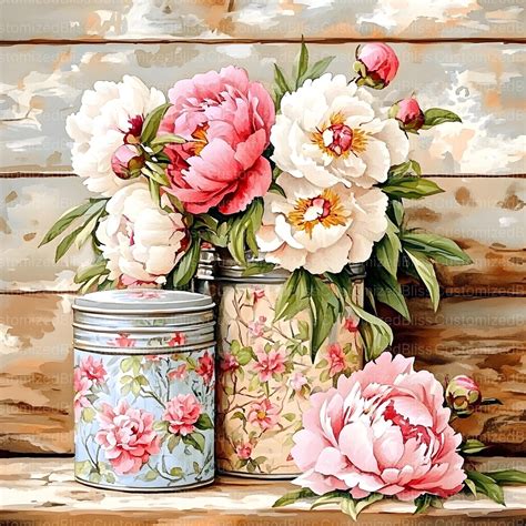 20 Shabby Chic Retro Cans And Flowers Clipart High Quality S