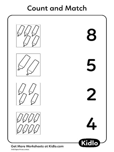 Count And Match School Objects Worksheet 05