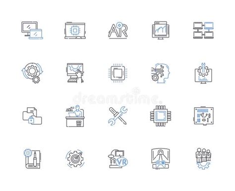 computational program line icons collection algorithm code function