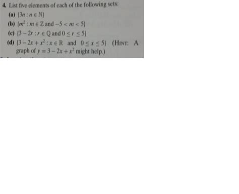 Solved List Five Elements Of Each Of The Following Sets Chegg