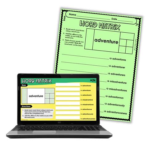 Word Matrix Activities Morphology Practice With Digital By Jennifer Findley