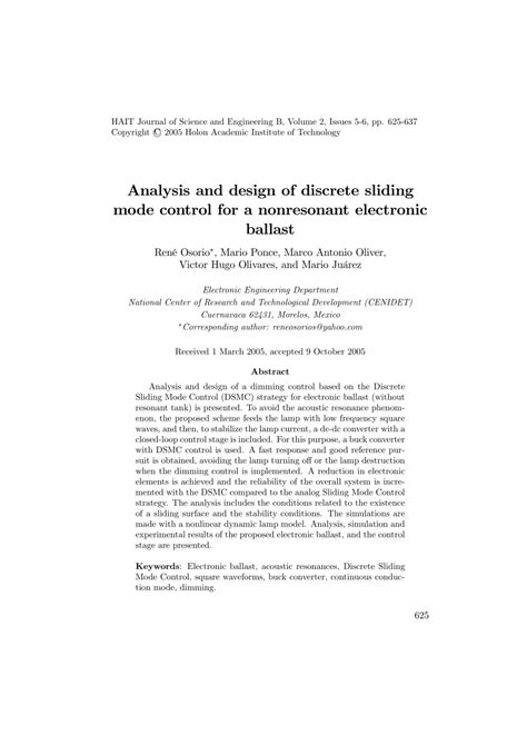 Pdf Analysis And Design Of Discrete Sliding Mode Control For A