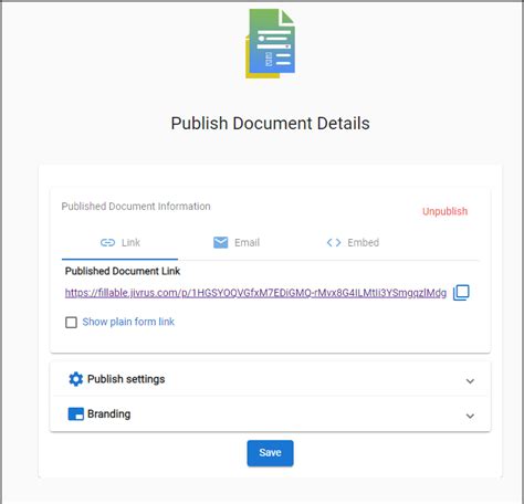 Publish Document Fillable Document