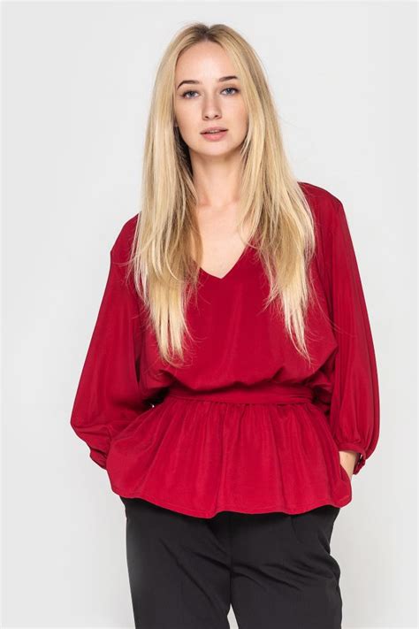 Бордова блуза з віскозного шифону Nine