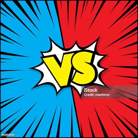 벡터 그래픽 배경 파란색과 빨간색 텍스트 시끄러운 소리 거품 대 대와 싸 워 개념에 대한 스톡 벡터 아트 및 기타 이미지 개념 경쟁 대결 Istock