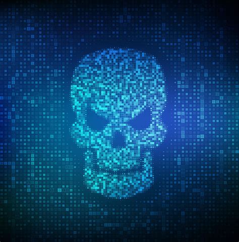 Hacked Shape Of Skull Made With Binary Code Digital Code On A Screen