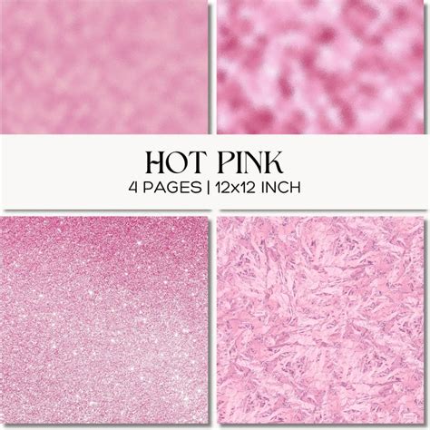 Pink Glitter Scrapbook Paper Pack Hot Pink Texture Backgrounds Glam
