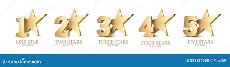 Rating Symbol Set Of Five Pointed Yellow Golden Black Outline Stars